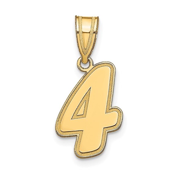 LaneMax | Jewelry | 4k Gold Brushed Border Script Number 4 Pendant ...